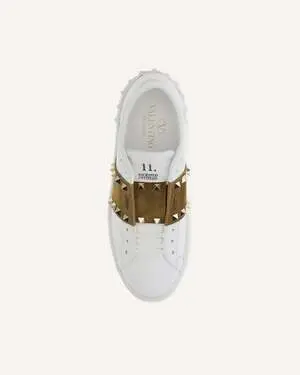Valentino Garavani Rockstud Untitled Sneakers With Suede Band - White