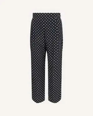 Valentino Garavani Polka-dot Crêpe De Chine Cropped Straight-leg Pants - Black
