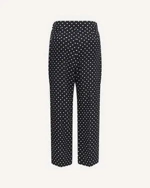 Valentino Garavani Polka-dot Crêpe De Chine Cropped Straight-leg Pants - Black