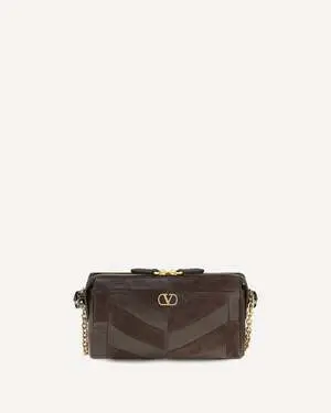 Valentino Garavani Panthea Shoulder Bag Chevron Pattern - Brown