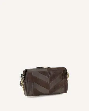 Valentino Garavani Panthea Shoulder Bag Chevron Pattern - Brown