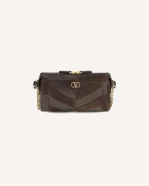 Valentino Garavani Panthea Shoulder Bag Chevron Pattern - Brown