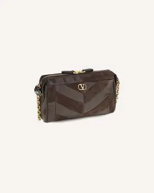 Valentino Garavani Panthea Shoulder Bag Chevron Pattern - Brown