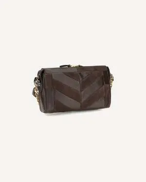 Valentino Garavani Panthea Shoulder Bag Chevron Pattern - Brown