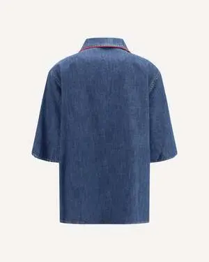 Valentino Garavani Denim Shirt With Embroidered Trim