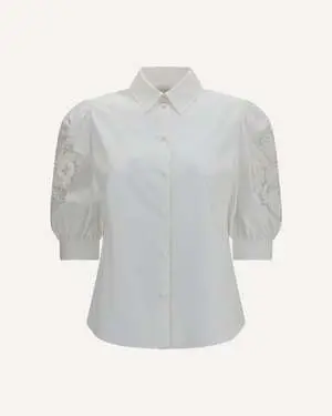 Valentino Garavani Shirt With Sangallo Lace Sleeves - White