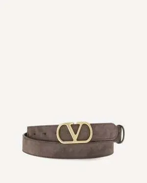 Valentino Garavani Vlogo Signature Suede Belt - Brown