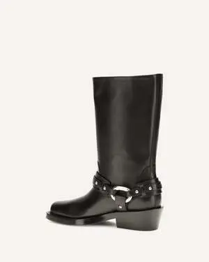 Rabanne Leather Buckle Snkle Boots