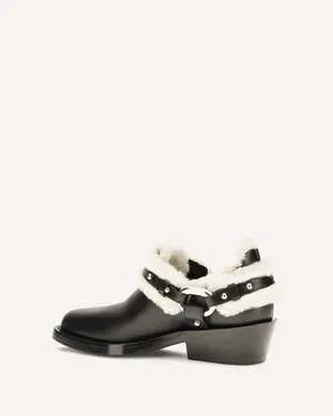 Rabanne Shearling Trim Biker Ankle Boots