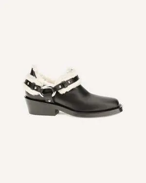 Rabanne Shearling Trim Biker Ankle Boots
