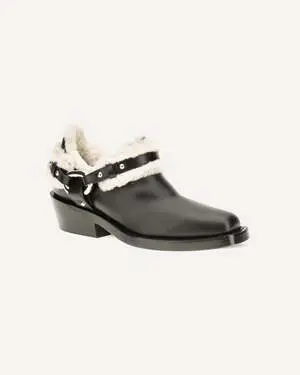 Rabanne Shearling Trim Biker Ankle Boots