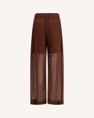 Brunello Cucinelli Cotton Organza Loose Pants With Monili Embellishment