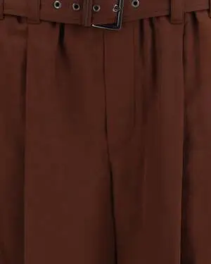 Brunello Cucinelli Cotton Organza Loose Pants With Monili Embellishment