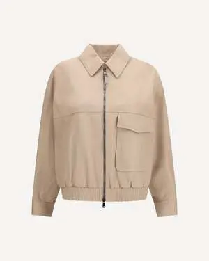 Brunello Cucinelli Glossy Nappa Jacket With Monili Embellishment