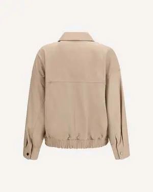 Brunello Cucinelli Glossy Nappa Jacket With Monili Embellishment