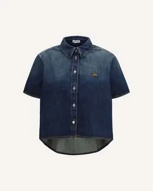 Loewe Short Sleeve Denim Trapeze Shirt - Blue