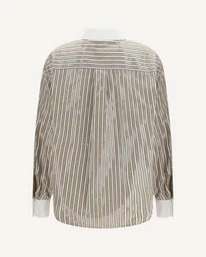 Brunello Cucinelli Striped Sequined Cotton Shirt