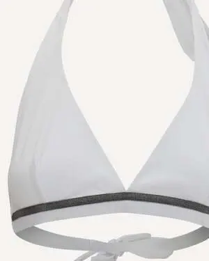 Brunello Cucinelli Tech Jersey Bikini Top With Monili Embellishment - White