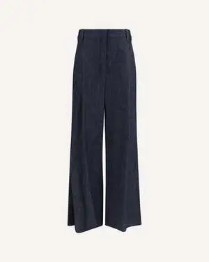 Brunello Cucinelli Denim Effect Twill Wide Leg Pants