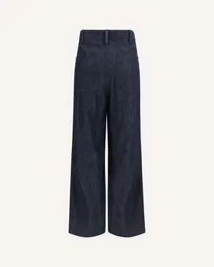Brunello Cucinelli Denim Effect Twill Wide Leg Pants