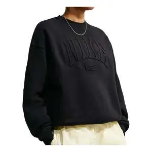 Nike Studio Fleece Medium Weight Oversized Embossed Crew - Total Black