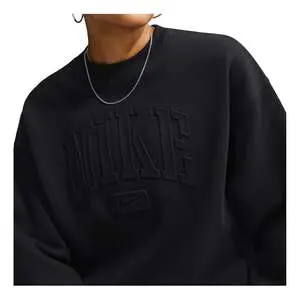 Nike Studio Fleece Medium Weight Oversized Embossed Crew - Total Black