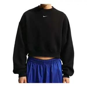 Nike Studio Fleece Cropped Crew - Total Black/sail