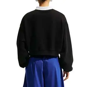 Nike Studio Fleece Cropped Crew - Total Black/sail