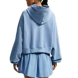 Nike Studio Fleece Medium Weight Graphic Pack Cropped Hoodie 'work Blue Sail