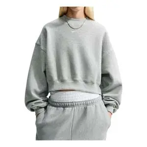 Nike Nike Studio Fleece Medium Weight Oversized Cropped Crew Dark Grey Heather/sail