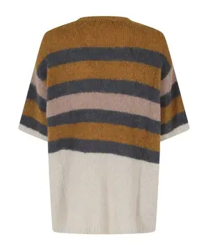 ALYSI Crew-neck Striped Sweater - Nude