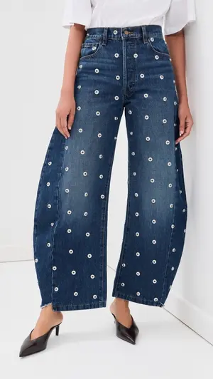 A.W.A.K.E. Mode Studded Wide-leg Jeans