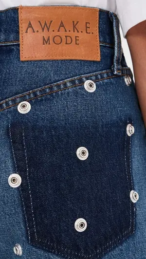 A.W.A.K.E. Mode Studded Wide-leg Jeans