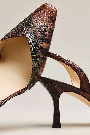 Maeve Square-toe Slingback Leather Heels - Brown