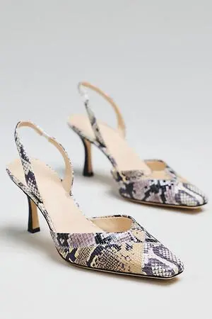 Maeve Square-toe Slgback Leather Heels - Snake