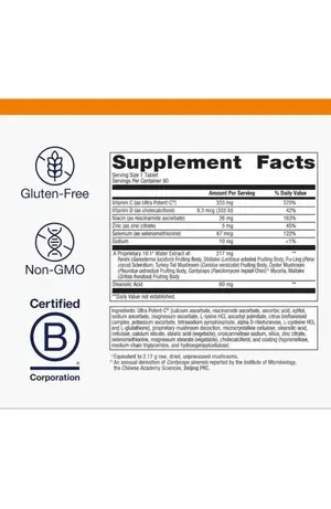 METAGENICS Immucore Immune Support Vitamin C D3 Zinc Selenium Mushroom Extract 90 Tablets