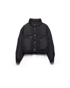 Prada Lightweight Re-nylon Cropped Down Jacket - Black