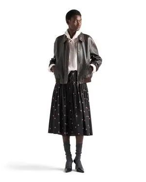 Prada Floral Print Washed Silk Midi-skirt