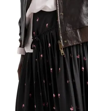 Prada Floral Print Washed Silk Midi-skirt