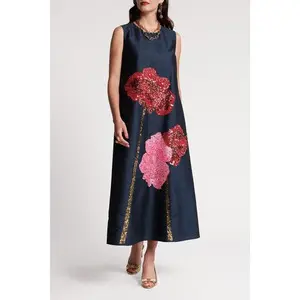 FRANCES VALENTINE Sleeveless Midi Dress - Navy/multi
