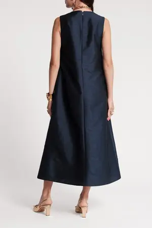 FRANCES VALENTINE Sleeveless Midi Dress - Navy/multi
