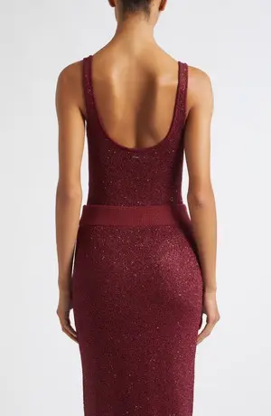 TOCCIN Toccini Sheila Scoop Neck Sequin Bodysuit - Oxblood