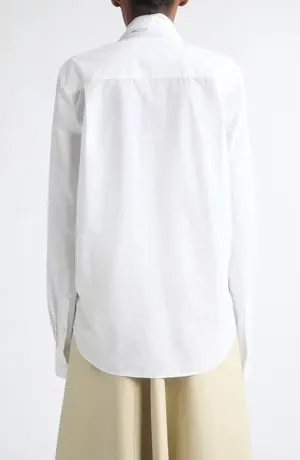 EENK Layered Scarf V-neck Cotton Blouse