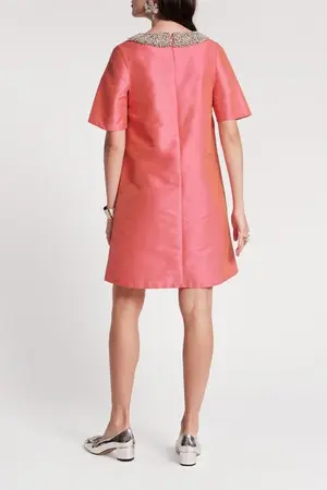 FRANCES VALENTINE Embellished Collar Shift Dress