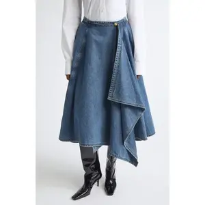 EENK Side Drape Banded Midi Skirt