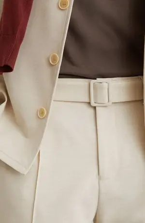 REISS Peshi Belted Trousers - Stone
