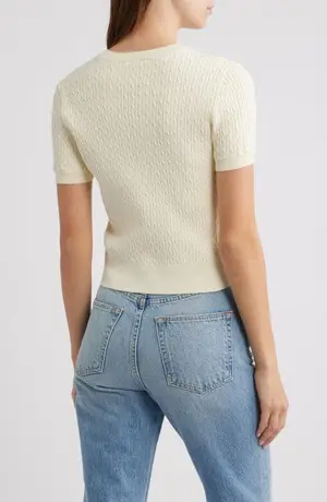 ROWING BLAZERS Sheep Cotton Cable Knit Sweater - Ivory