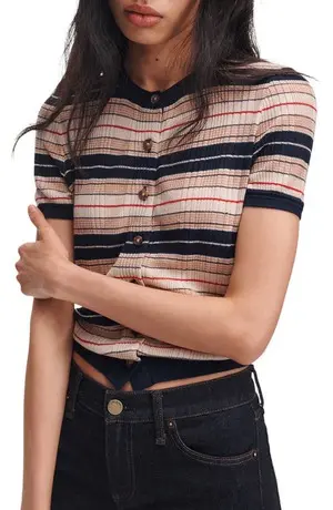 Rag & Bone Teresa Silk Blend Striped Cardigan