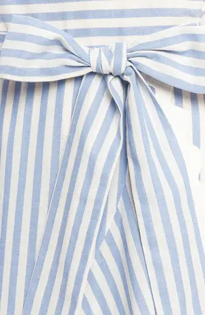 FLYING TOMATO Striped High-low Maxi Dress With Ruffled Skirt And Sash