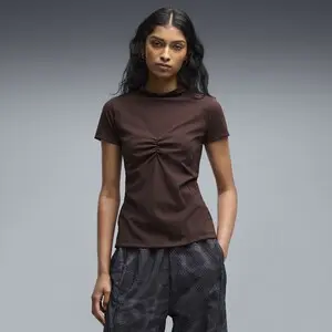 PUMA Clrt Slim Fit Cropped Mock Neck T-shirt - Brown